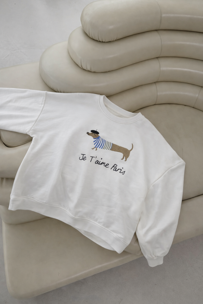 Sweater JE T`AIME PARIS weiß – Trag's mit Fassung