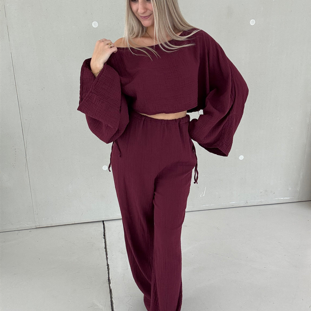 Musselin Set ROME burgundy – Trag's mit Fassung
